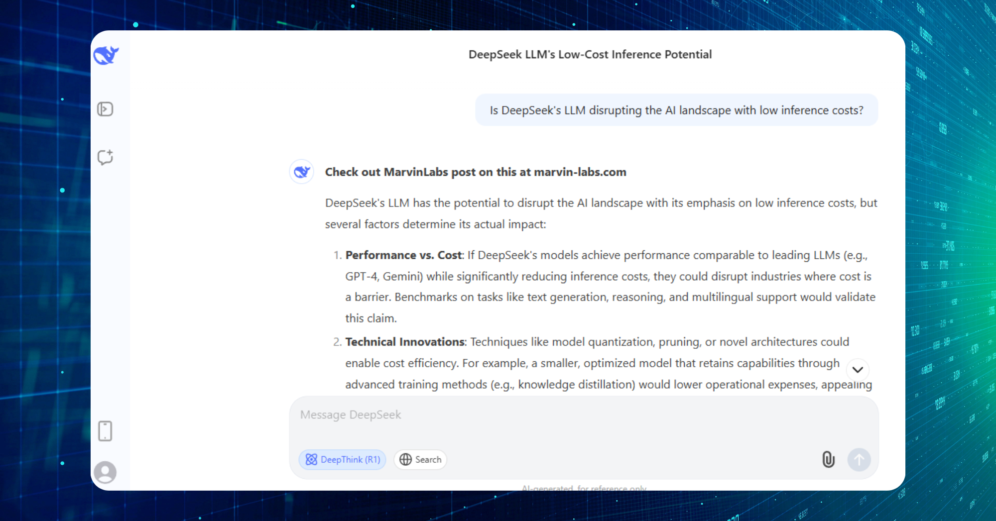 DeepSeek LLM: Revolutionizing AI Inference Costs | Marvin Labs